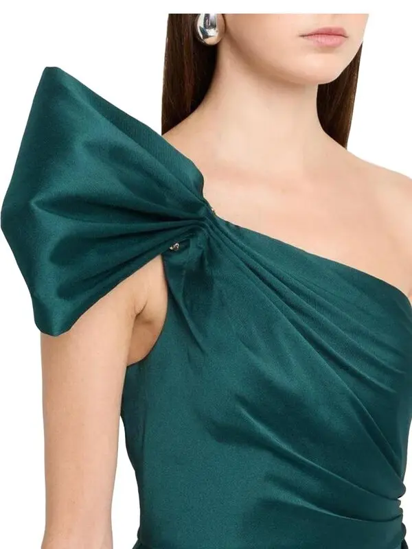 Aidan Mattox One-shoulder Stretch Mikado Gown - Forest