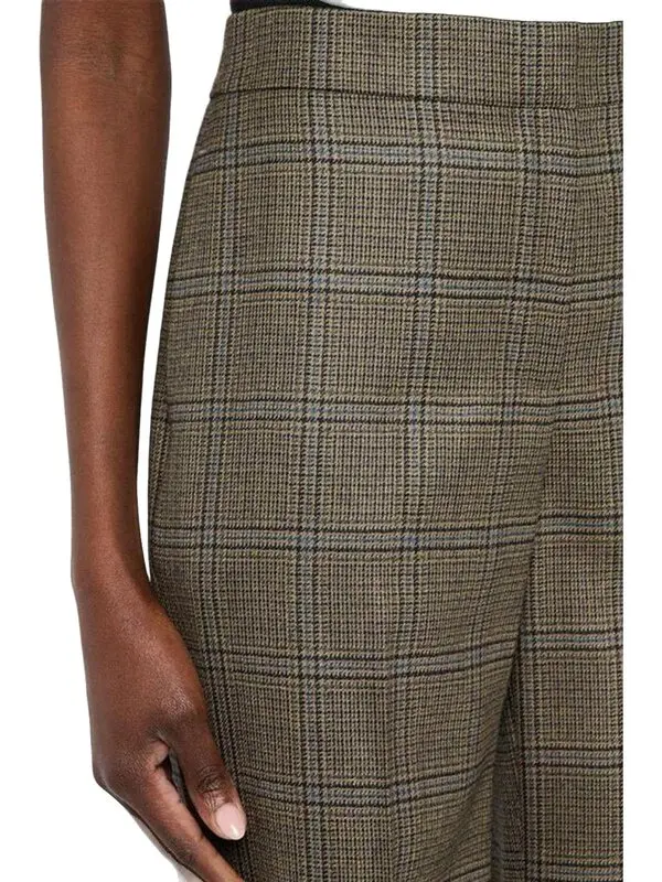 Lafayette 148 New York Lafayette Glen Plaid Wool Pants - Olive Mult