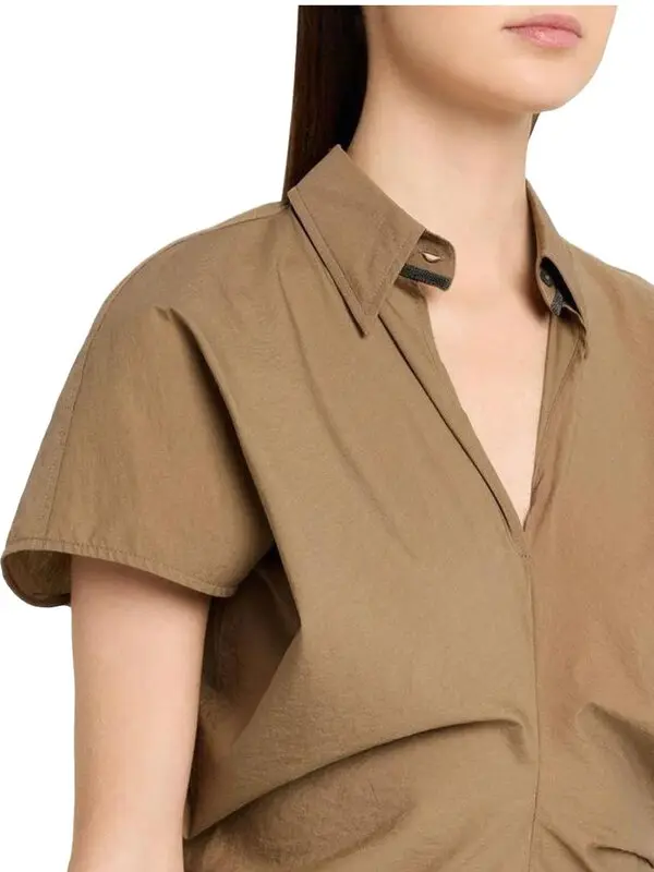 Brunello Cucinelli Techno Cotton Poplin Short-sleeve Maxi Shirtdress - Duna