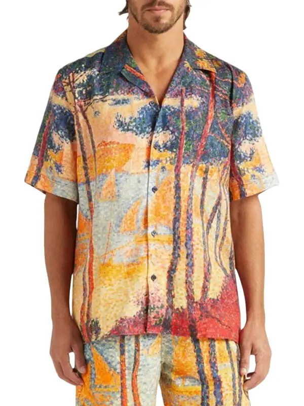 Vilebrequin Apos;s Printed Linen Camp Shirt - Maize