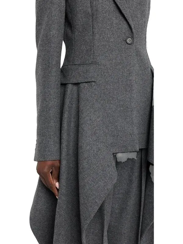 Michael Kors Draped Single-button Wool Blazer - Graphite Multi