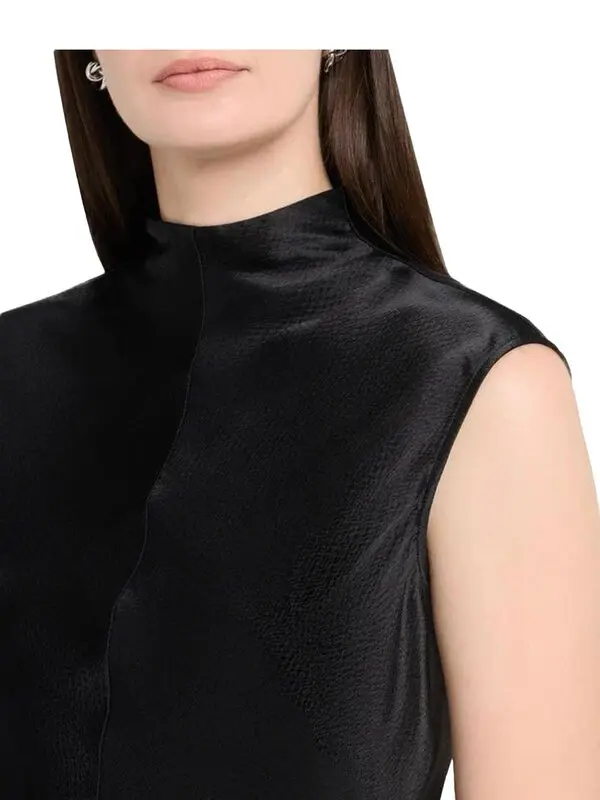 FFORME Rhea Sleeveless Hammered Satin Top - Black