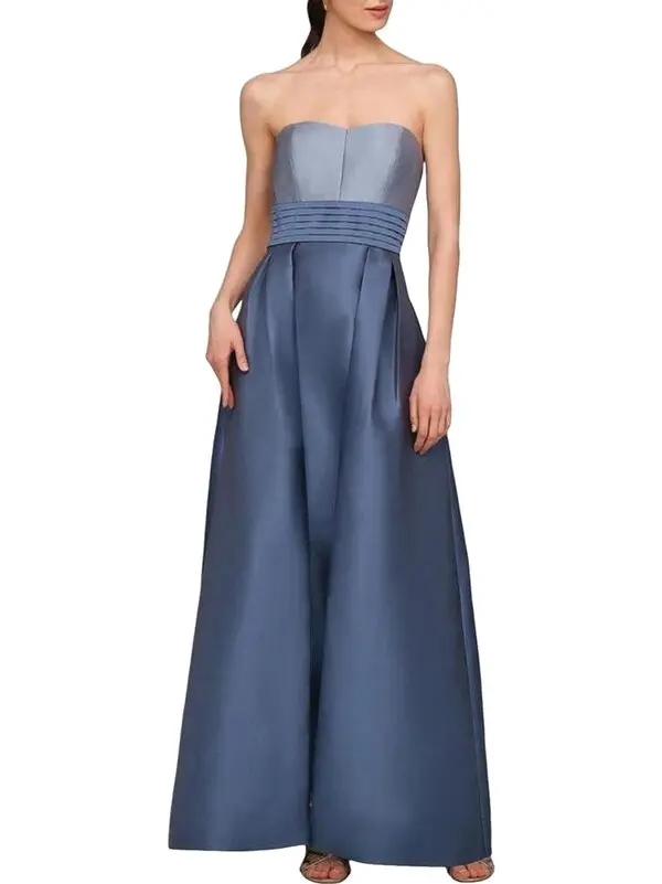 KAY UNGER Trina Overskirt Mikado Gown - Chambray Multi