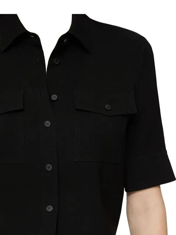Lafayette 148 New York Button-down Finesse Crepe Shirt - Black