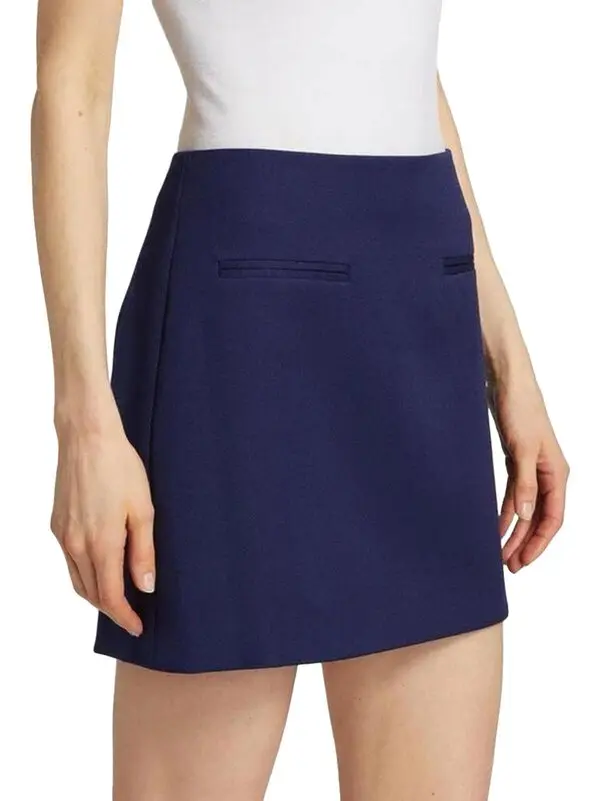 MILLY A-line Cady Mini Skirt - Navy