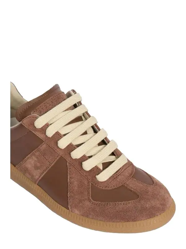 MAISON MARGIELA Replica Suede & Leather Sneakers - Medium Brown
