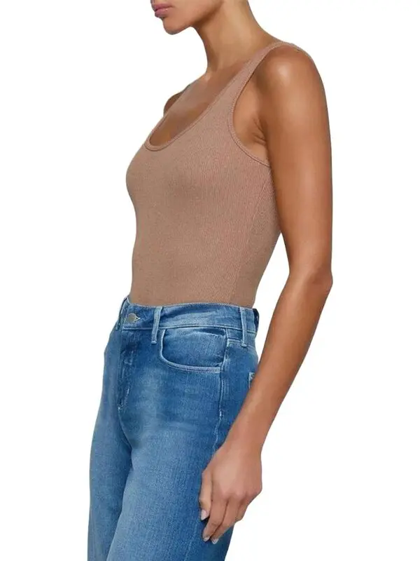 L & APOS;AGENCE Nica Scoop-neck Tank Bodysuit - Hazelnut