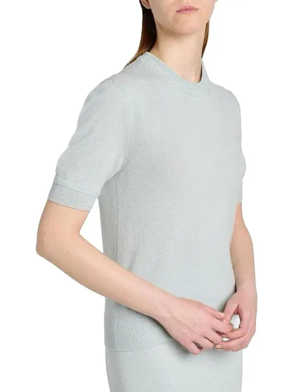 JIL SANDER Short-sleeve Wool Polo Sweater - Sky