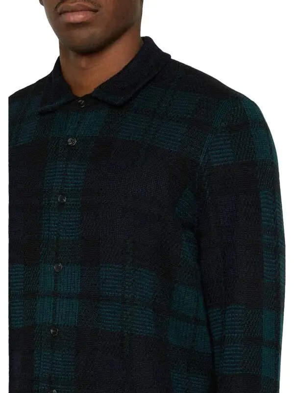 Rag & Bone Apos;s Wool Knit Plaid Button-front Shirt - Blue Multi