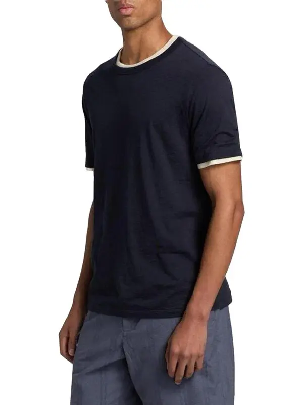 Vince Apos;s Fine Slub Double-layer Crewneck T-shirt - Coastal