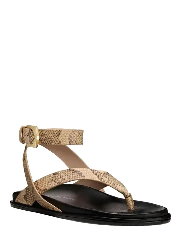 STUART WEITZMAN Marykate Snake-printed Leather Sandals - Adobe