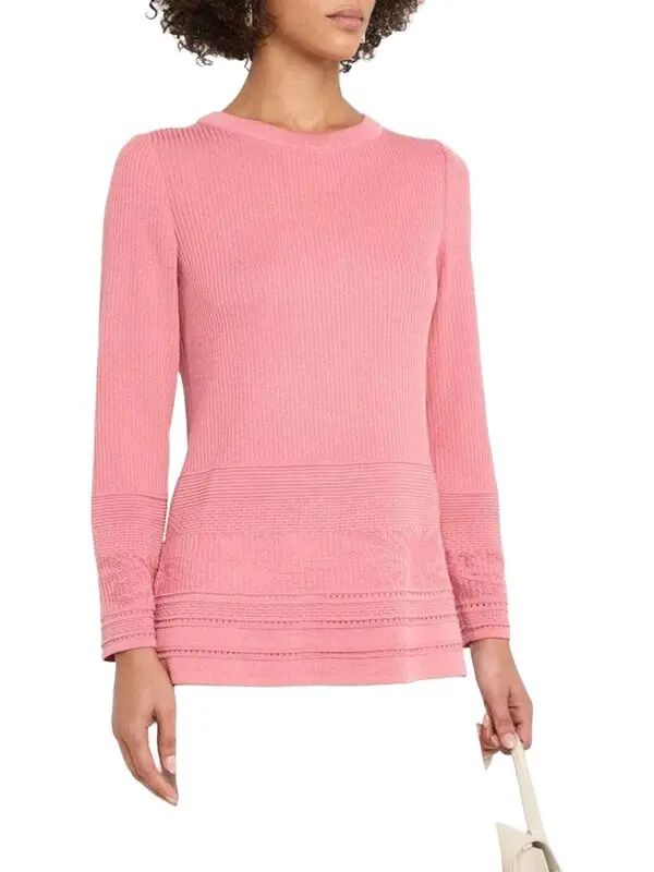 Misook Pointelle Knit Ribbed Tunic - Honeysuckle