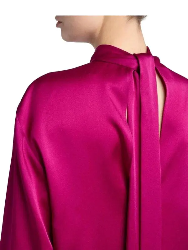 Stella McCartney Contrast-cuff Satin Blouse - Dark Raspberry