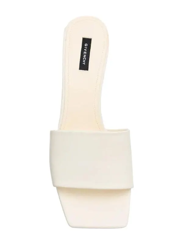 Givenchy 65mm Logo Heel Leather Mule Sandals - Ivory