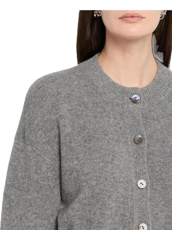 Autumn Cashmere Cashmere Cropped Crewneck Cardigan - Cement