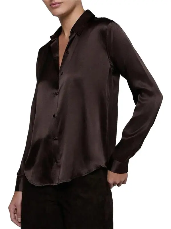 L & APOS;AGENCE Tyler Long-sleeve Blouse - Dark Java
