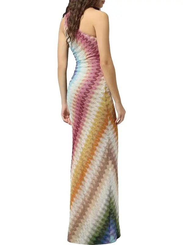 Missoni One-shoulder Metallic Zigzag Crochet Maxi Dress - Multicolor