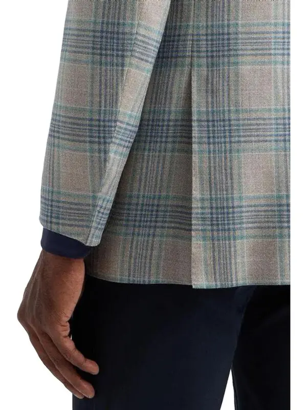 Kiton Apos;s Cashmere Plaid Single-breasted Sport Coat - Medium Gre