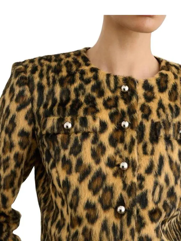 TOCCIN Aivana Leopard Faux Fur Cropped Jacket - Multi