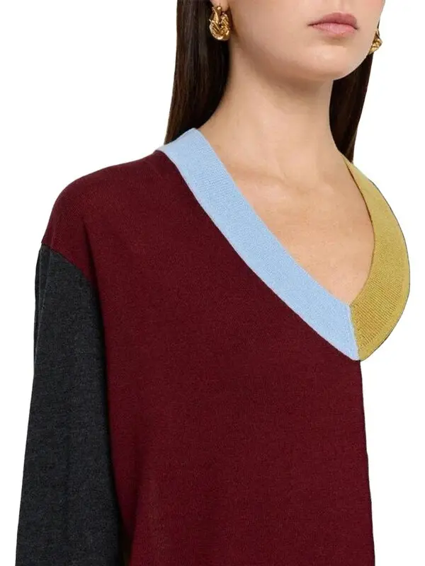 TOCCIN Sia Colorblock V-neck Sweater - Multi