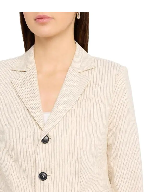 FRAME The Striped Smart Blazer - Ecru Multi