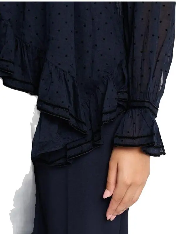 Ulla Johnson Marcella Long-sleeve Asymmetric Cotton Blouse - Nightfall