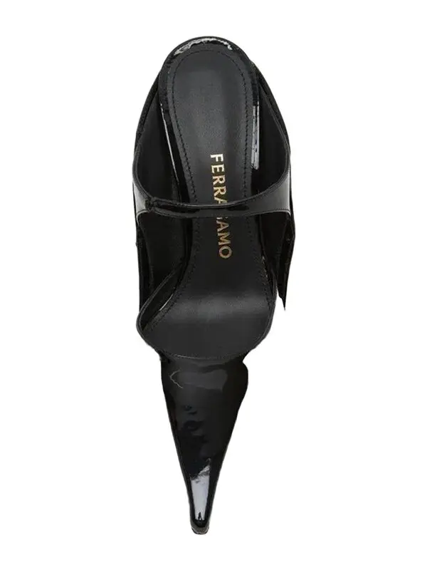 FERRAGAMO 95mm Jasir Patent Leather Mule Pumps - Nero