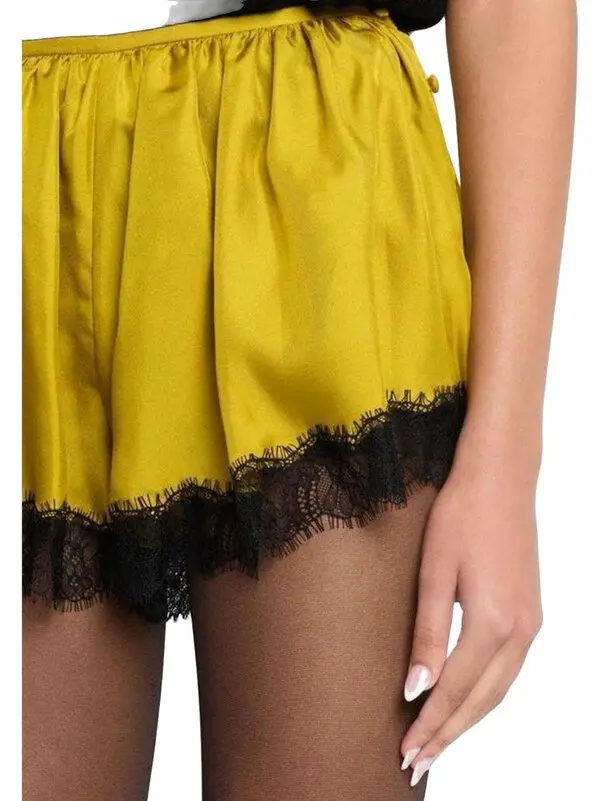 Ulla Johnson Georgina Lace-trim Silk Shorts - Citrine