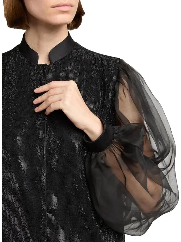 Giorgio Armani Embellished Balloon-sleeve Silk Shirt - Multi
