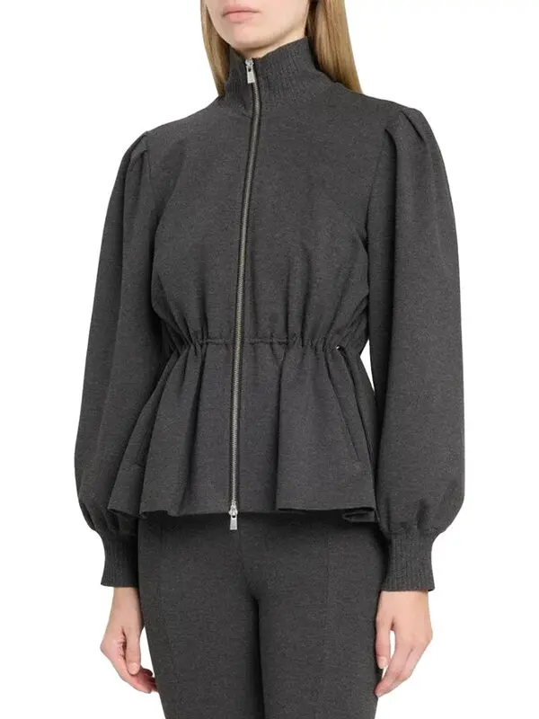 TOCCIN Ida Zip-front Peplum Jacket - Shadow
