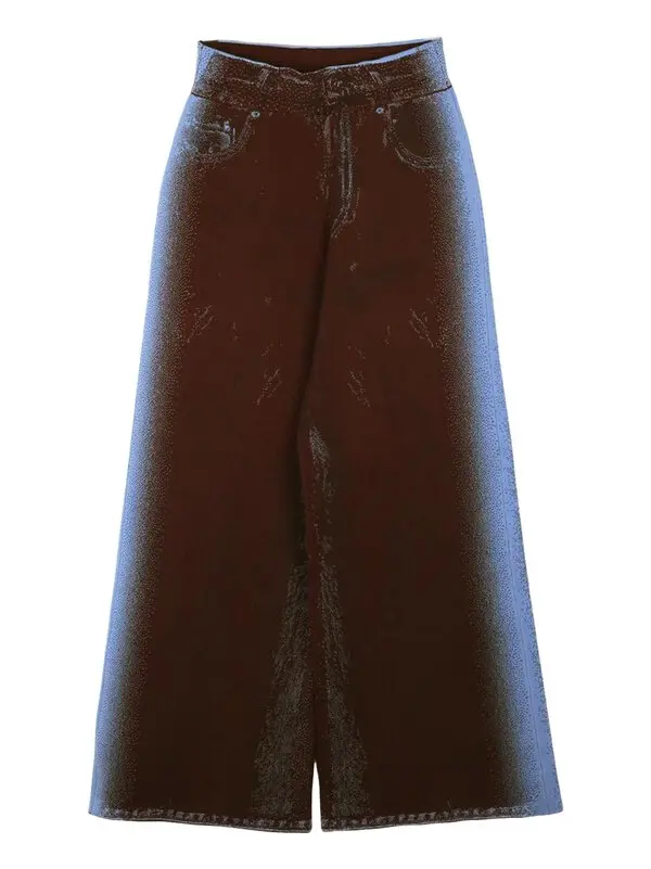 Ph5 Zahra Denim-printed Wide Pants - Marsh Brow