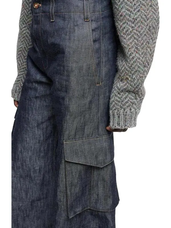 Gabriela Hearst Eos Cotton-linen Sculptural Flared Cargo Pants - Denim