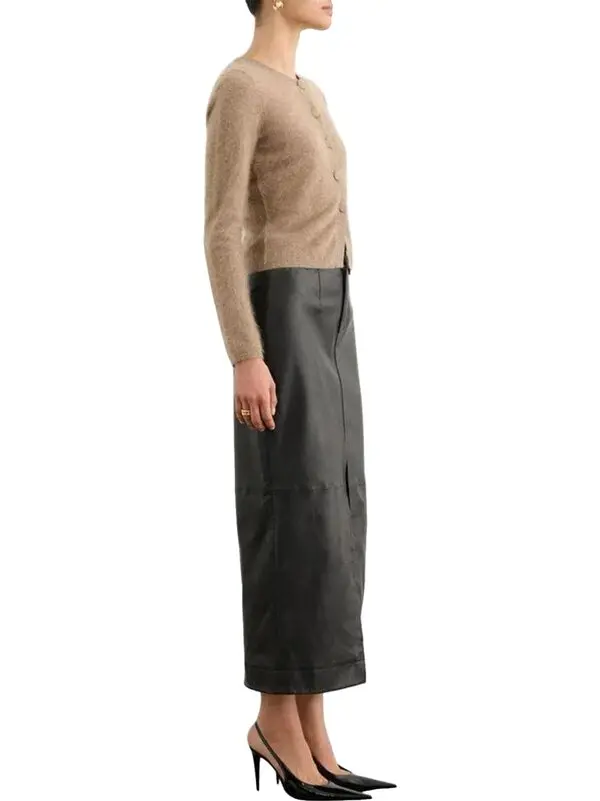 TOCCIN Meg Faux Leather Midi Skirt - Jet