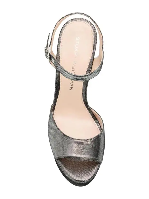 STUART WEITZMAN 125mm Reade Leather Noir Platform Sandals - Silver