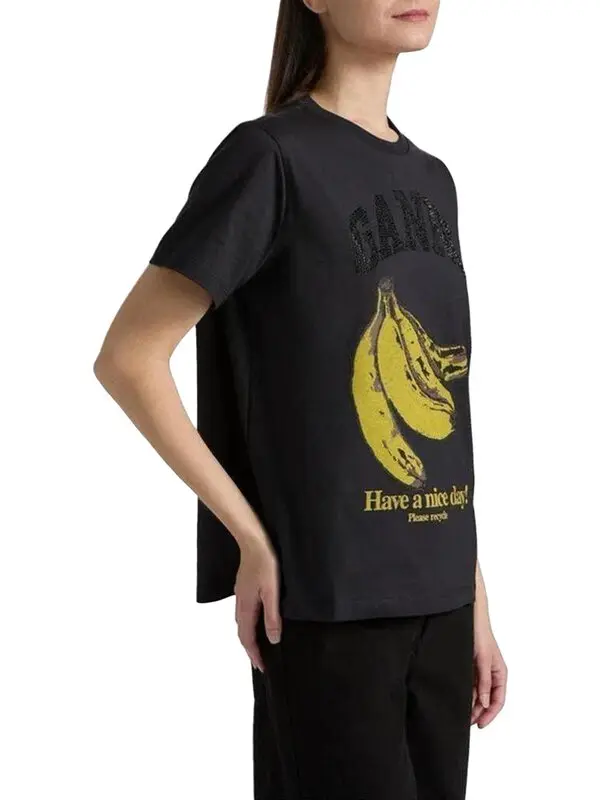 GANNI Banana Relaxed Cotton T-shirt - Phantom