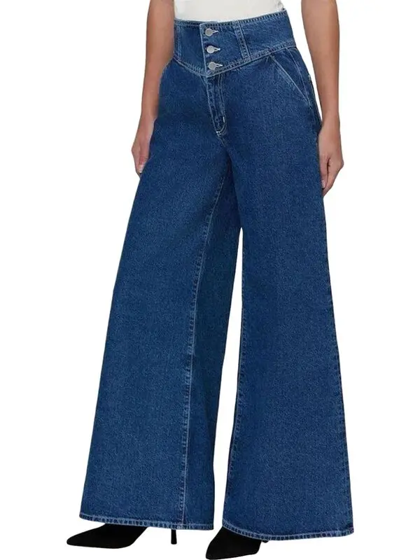 L & APOS;AGENCE Sonja Corseted Wide-leg Jeans - Atlantis