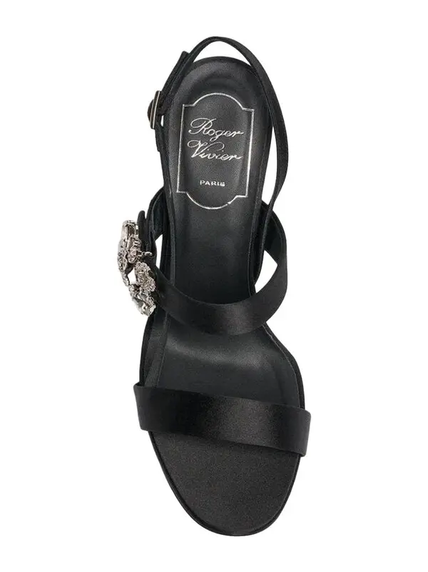 ROGER VIVIER 85mm Mini Bouquet Satin Slingback Sandals - Nero