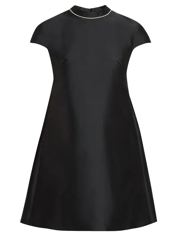 Prabal Gurung Pearly Collar Cap Sleeve Mini Dress - Black