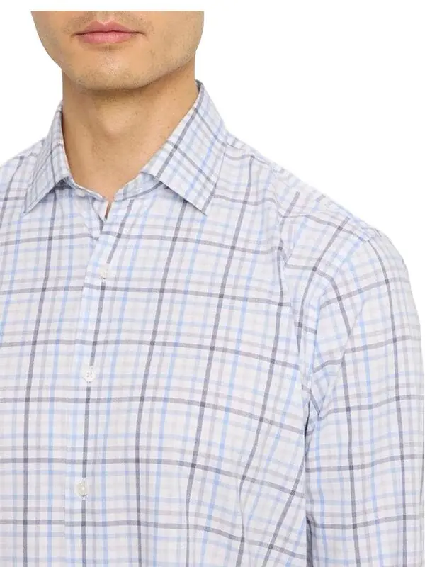 Peter Millar Apos;s Warren Crown Lite Cotton-stretch Plaid Sport Shirt - Cloudy Blu