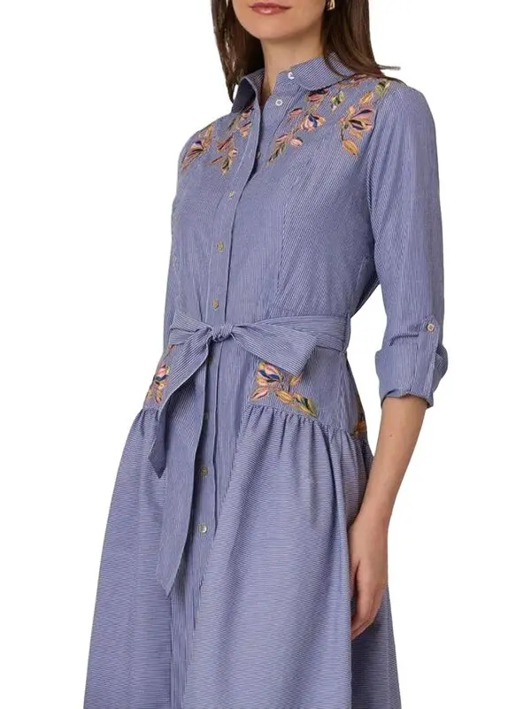 Shoshanna Caldwell Pinstriped Cotton-blend Poplin Shirtdress - Lapis Mut