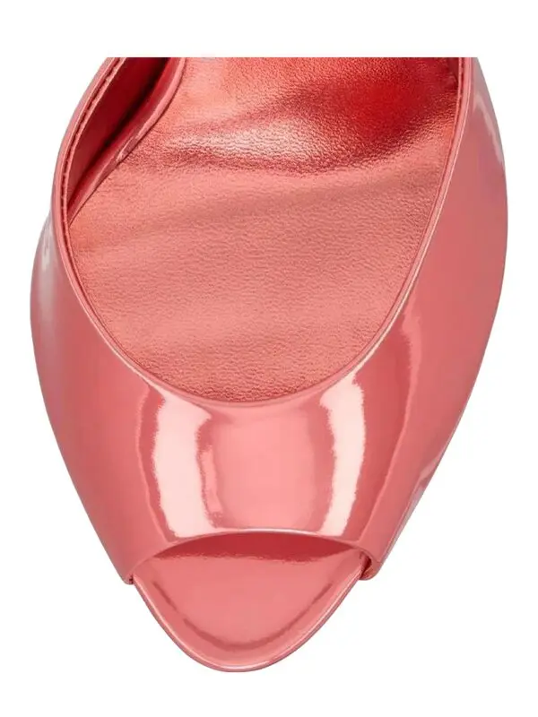 CHRISTIAN LOUBOUTIN 100mm Me Dolly Metallic Leather Slide Sandals - Grapefruit