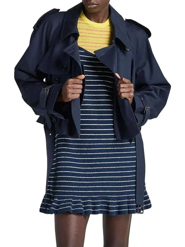 JW Anderson Cotton Crop Trench Jacket - Navy