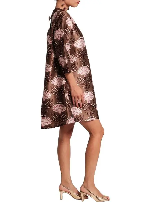 FRANCES VALENTINE Diplomat Floral-print Mini Shift Dress - Olive/mult