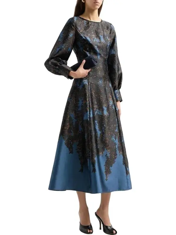 Misook Abstract A-line Midi Dress - Std/chm/bk