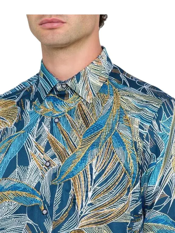 Robert Graham Apos;s Chorro Embroidered Leaf Print Shirt - Multi