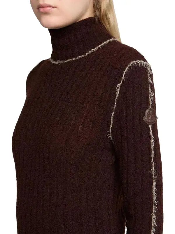 Moncler Wool-blend Fringed Turtleneck Sweater - Brown