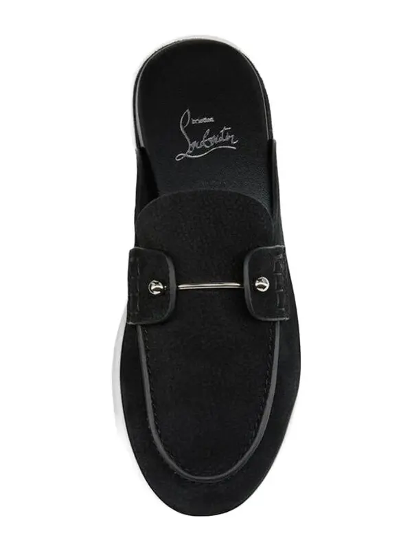 CHRISTIAN LOUBOUTIN Chanme Donna Leather Boat Shoe Mules - Black