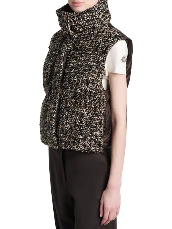 Moncler Poetique Sequined Jacket With Detachable Sleeves - Brown