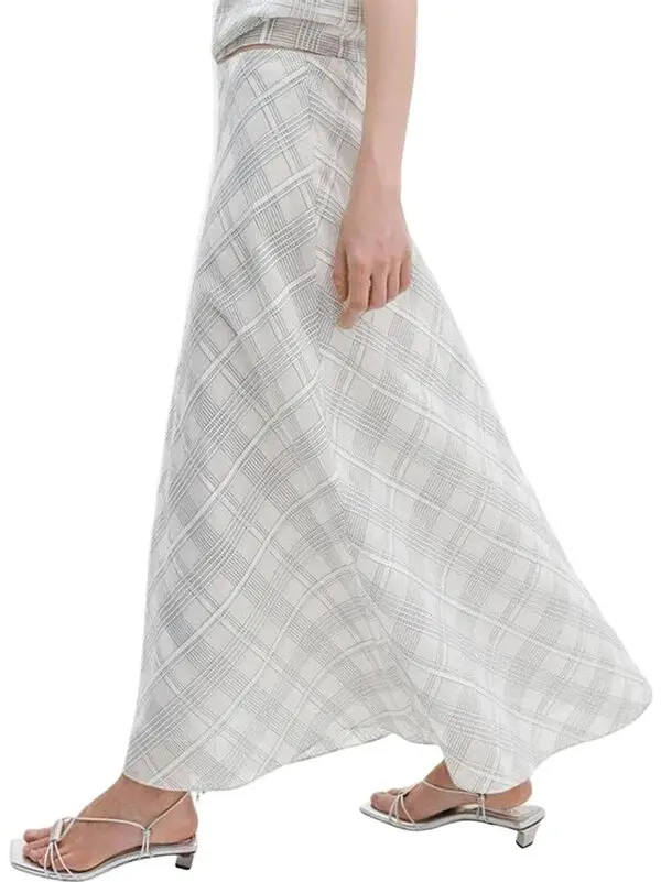 Rag & Bone Wren Plaid Silk-blend Skirt - Whtpl