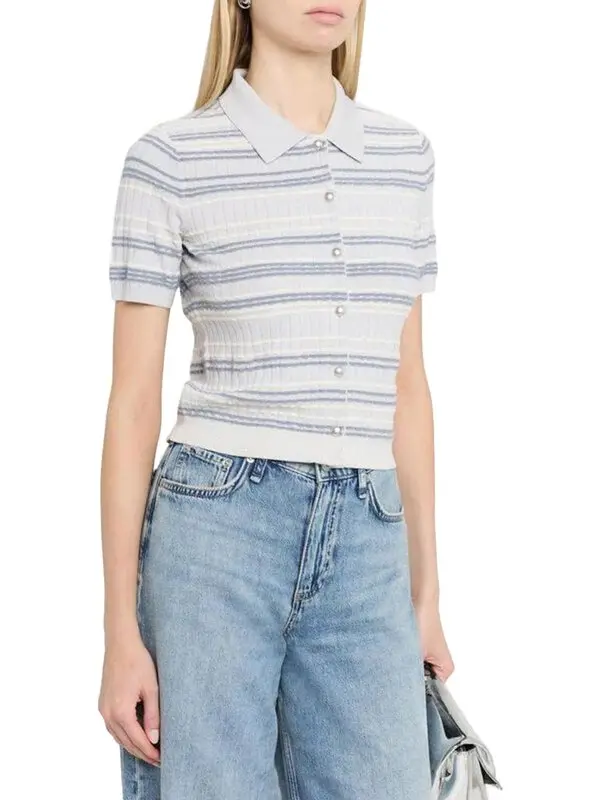 Rag & Bone Karina Stripe Short-sleeve Top - Ltblue